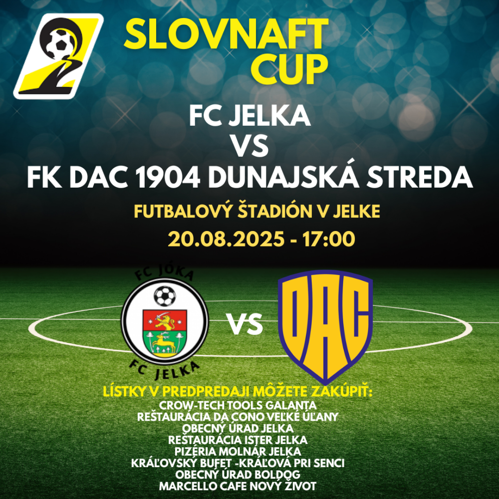 SLOVNAFT CUP: 20.08.2025 o 17:00-tej hodine na futbalovom štadióne v ...